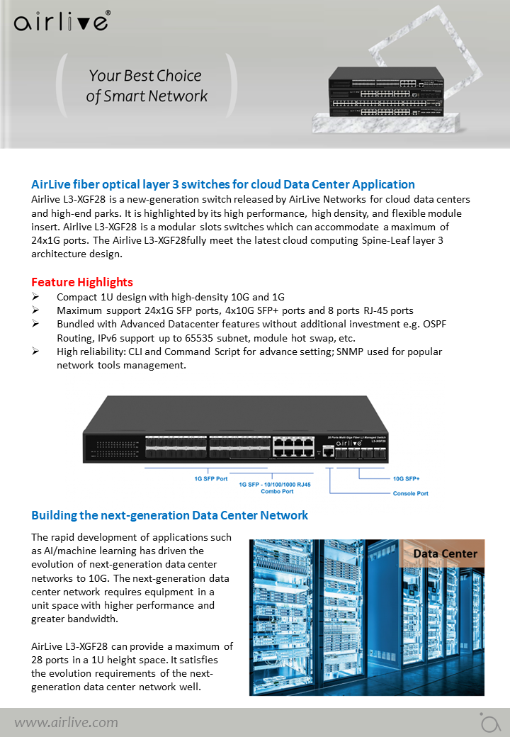 AirLive Fiber optical layer 3 switches for cloud Data Center Application_EDM_News | wifi6 MESH ...
